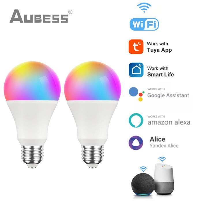E27 15W-3 pièces-ampoule LED connectée Tuya, wi-fi, E27, RGBCW, 100-240V, variable, commande ...