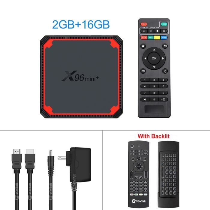 Ue Plug - 2G16G rétro-éclairé MX3 - Boîtier TV X96 Mini Plus, Android 9 ...