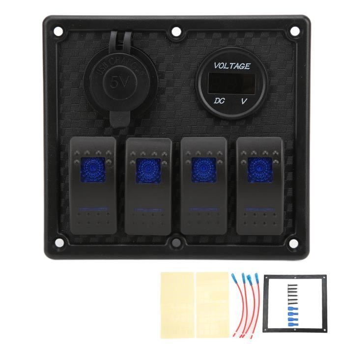 Akozon 4 Gang Rocker Switch Panel, Boat Rocker Switch Universal for ...