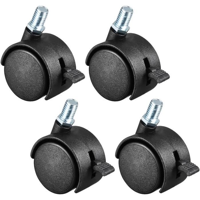 4Pc 1,5Po Courbe Pivot 360° Nylon Tige Filetée Frein Roue Pivot ...