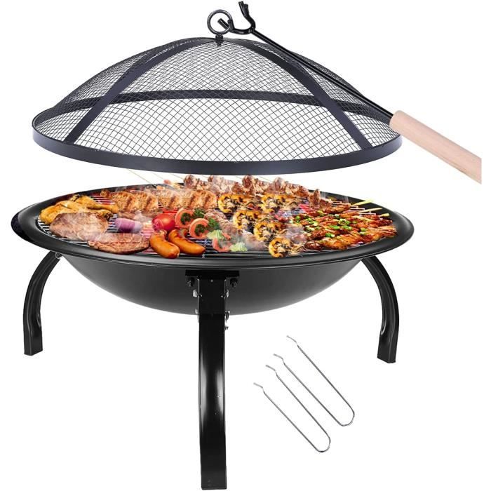 Brasero Extérieur Portable Ø55 cmBrasero de Jardin avec GrillProtection ...