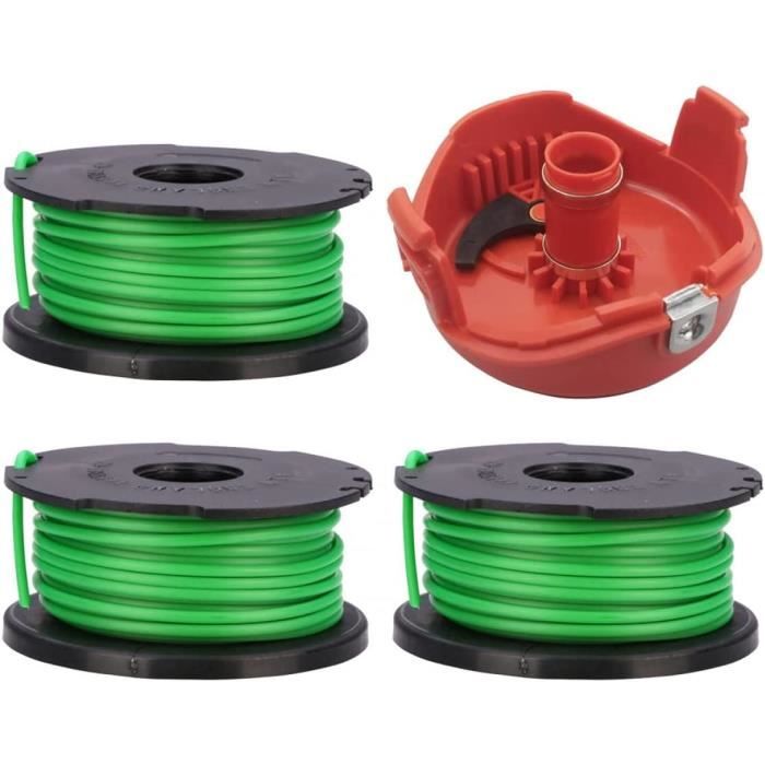 Lot de 3 bobines de fil et 1 capuchon de rechange pour débroussailleuse noire et D-e-c-k-e-r ...