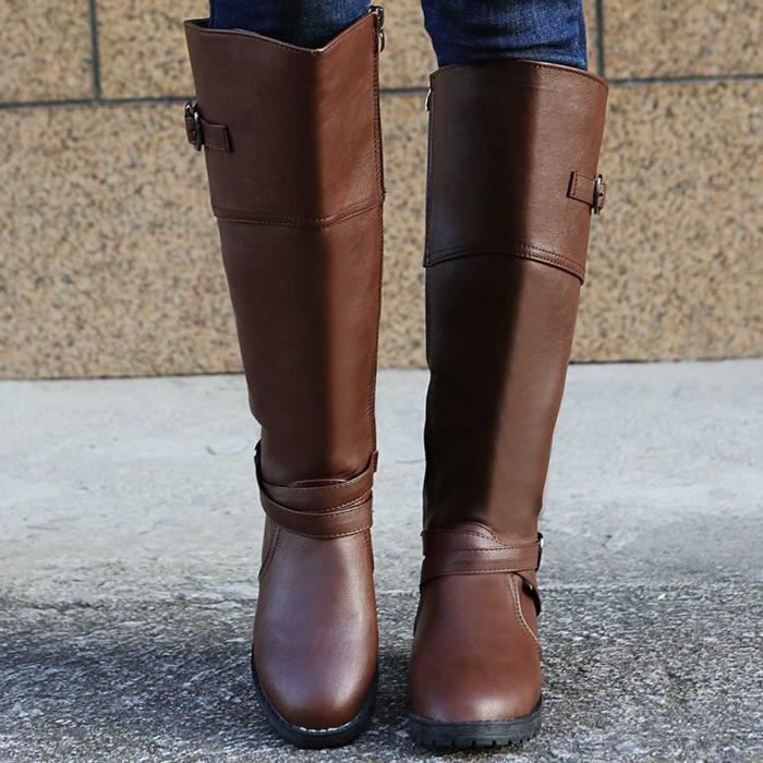 Mode grande taille bottes femmes automne Long Tube chaussures à talons ...