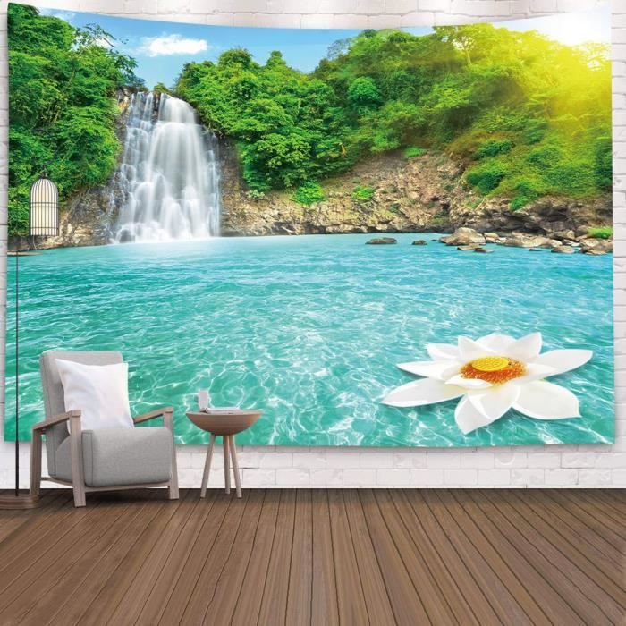 Tenture,Grande tenture murale avec arbre imprimé, paysage de forêt ...