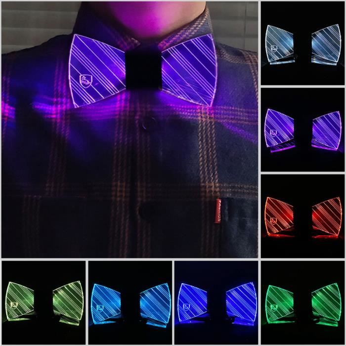 LED Tie colorée 3 - Costume de fête Rave Light LED unisexe, chapeau EL ...