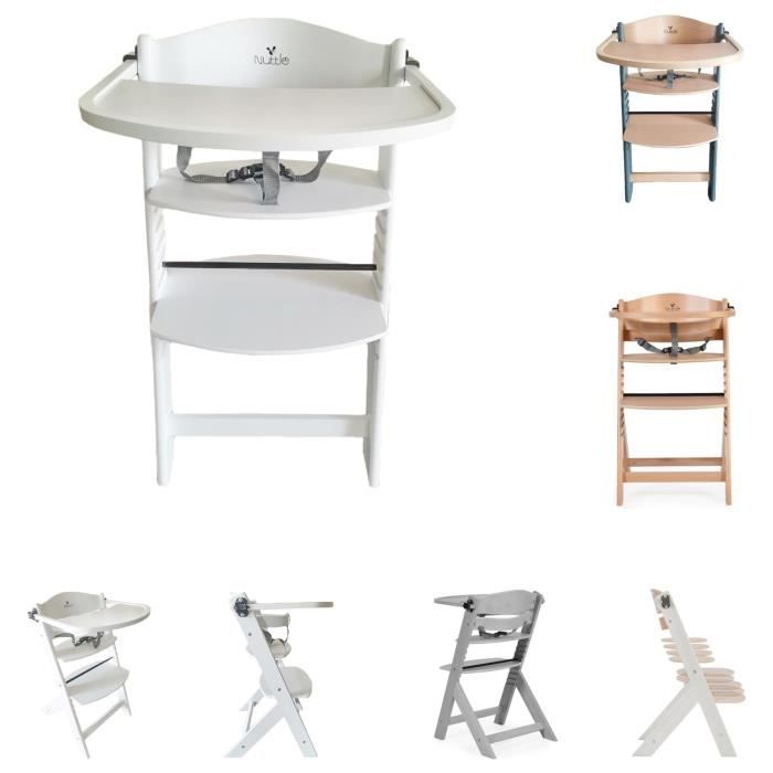 Chaise haute enfant Nuttle 2 en 1 en bois - CANGAROO - Réglable - Blanc ...