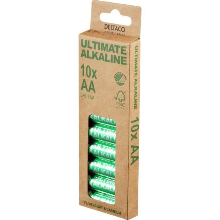 Pack de 10 piles Alcaline Deltaco type AA 1,5V (LR6) - Cdiscount Jeux ...