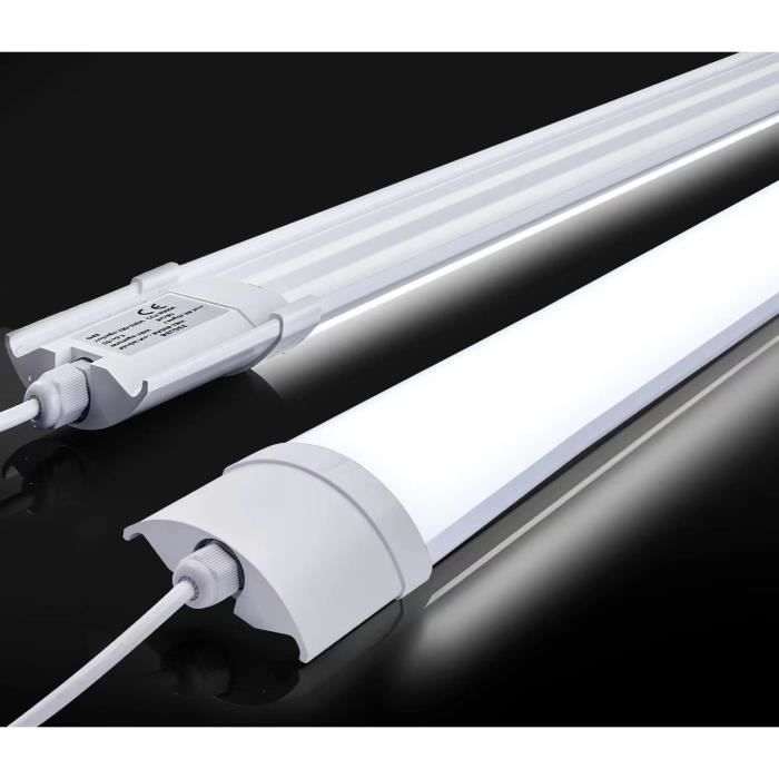 2X 18W Réglette Led 60Cm 1800Lm 6000K Neon Led Ip65 Blanc Froid Tube ...