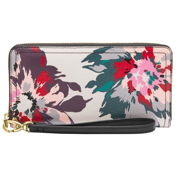 FOSSIL Logan RFID Zip Around Wallet Floral [77963] - Cdiscount Bricolage