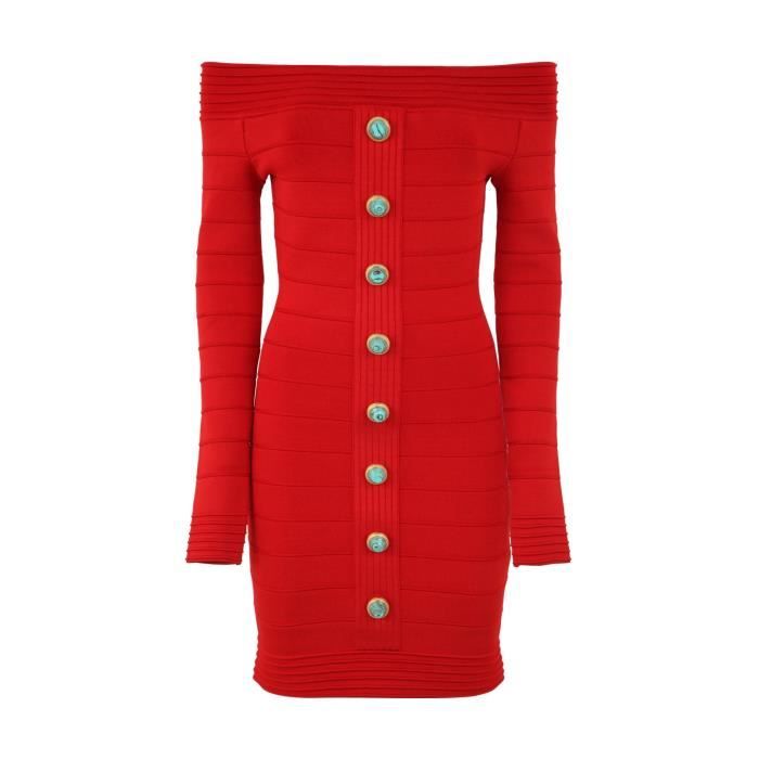BALMAIN FEMME AF1R8403KD61 ROUGE AUTRES MATÉRIAUX ROBE Rouge ...