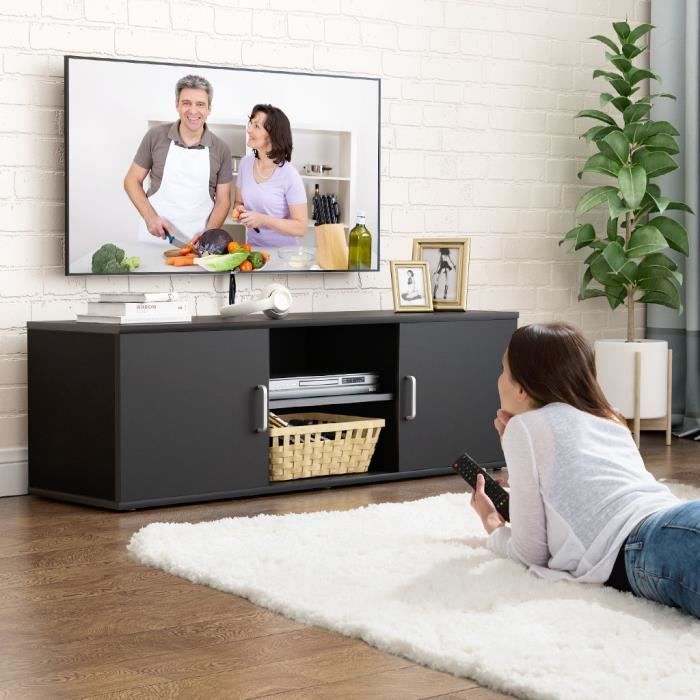 Support TV Meuble TV Moderne Scandinave - Noir - 120 x 40 x 40cm ...