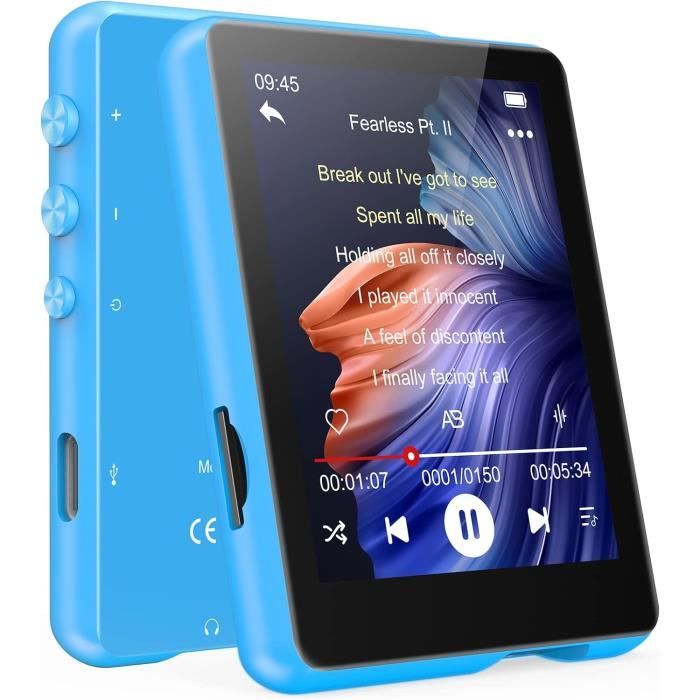 Lecteur Mp3 Bluetooth 5.3, 2.4" Tactile Baladeur 32Go Numérique Lecteur Musique Hifi Audio Usb ...