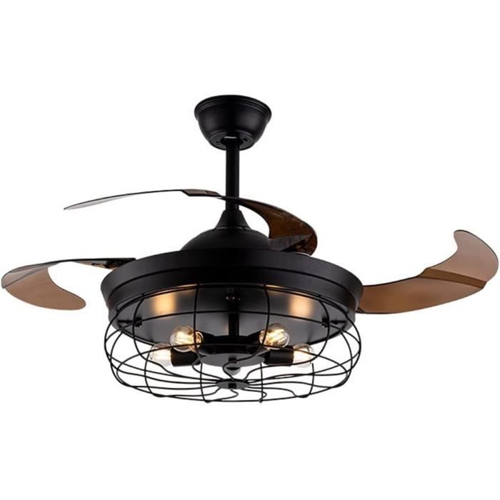 Ventilateur De Plafond Industriel Rustique Avec Lumière, Avec Télécommande, Ventilateur De ...