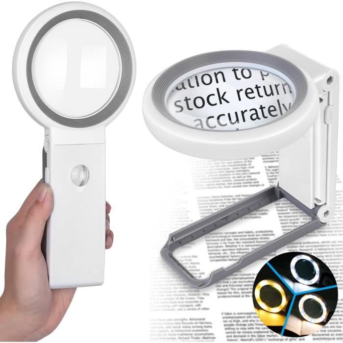 Loupe de Lecture - SSS - Loupe Lneuse Grossissante sur Pied - Loupe Eclairante à Main avec 18 ...