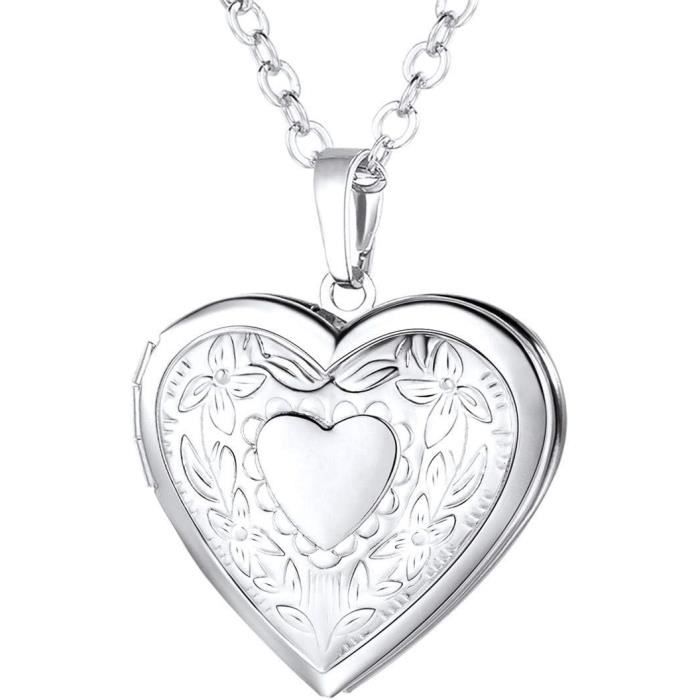 Collier Coeur Personnalisable Avec Photo-Texte,Pendentif Cadre Photo ...