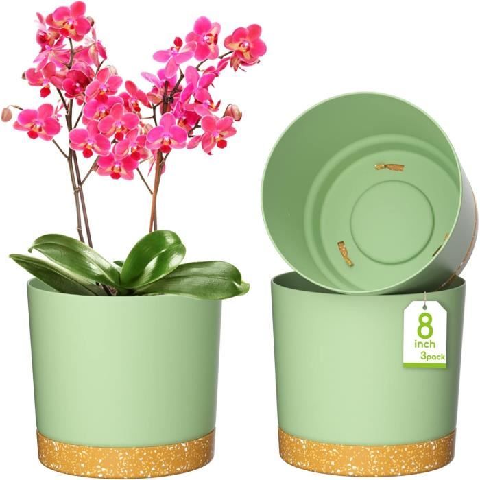 Pot de Fleur de 20 cm, Pot de Fleur Moderne avec Trous de Drainage et ...