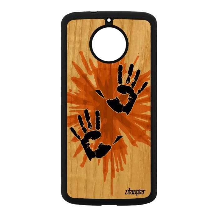 Coque de protection pour Moto E4 Plus en bois silicone main smartphone ...
