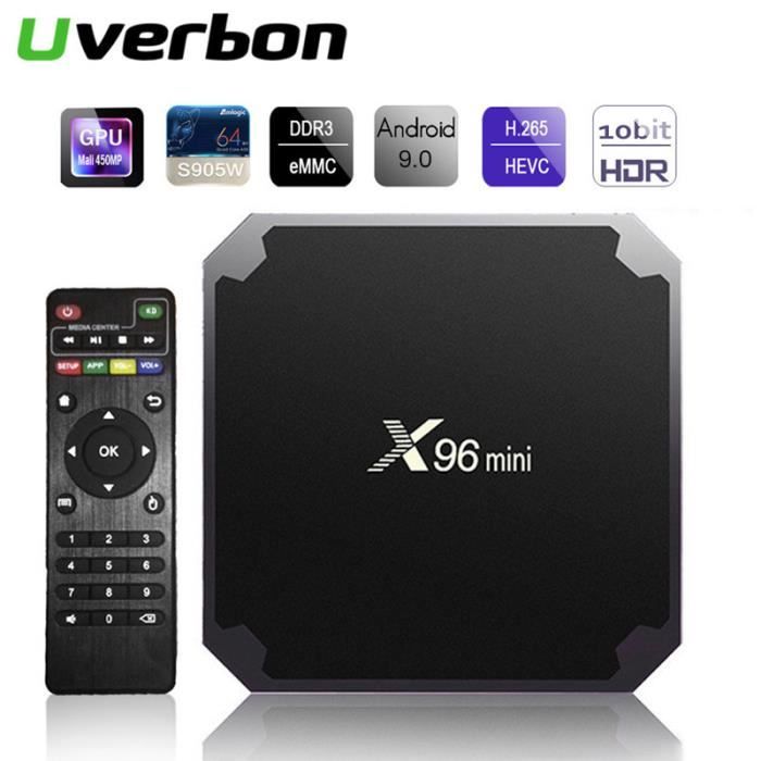 Récepteur multimédia numérique - UVERBON - TV BOX X96 mini 2+16G - Android 9.0 - WiFi - Quad ...