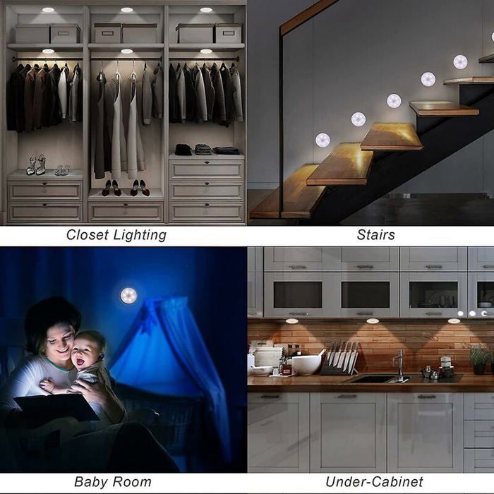 Veilleuse LED Automatique, Lampe Détecteur Mouvement 3 Modes ...