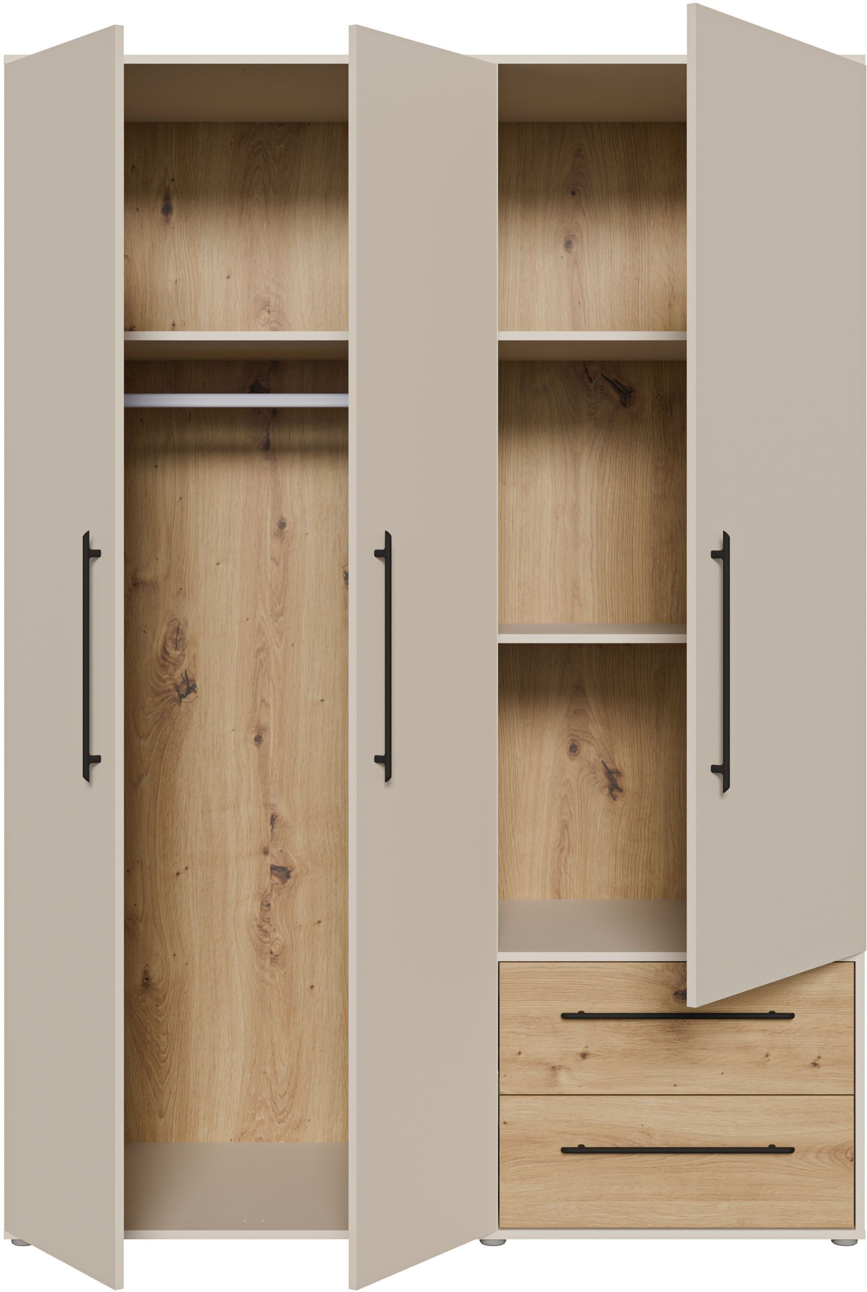 Armoire de chambre - Sable et Chêne - 3 portes battantes - L144,4 x P58 ...