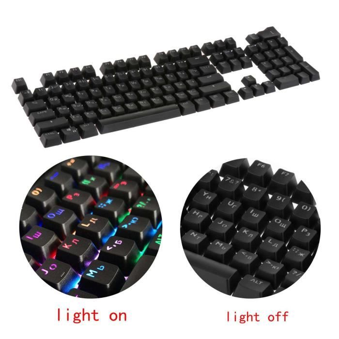 104 Keycaps Set Rétro-Éclairé Translucide Police OEM Profil Keyset pour ...