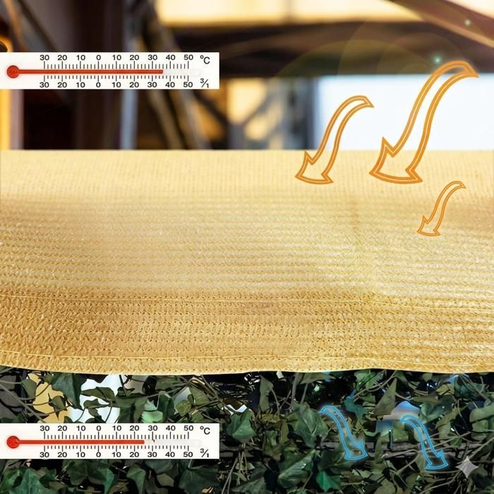 Voile d'ombrage rectangle 4x6m Beige, Imperméable et Anti-UV, avec Kit ...