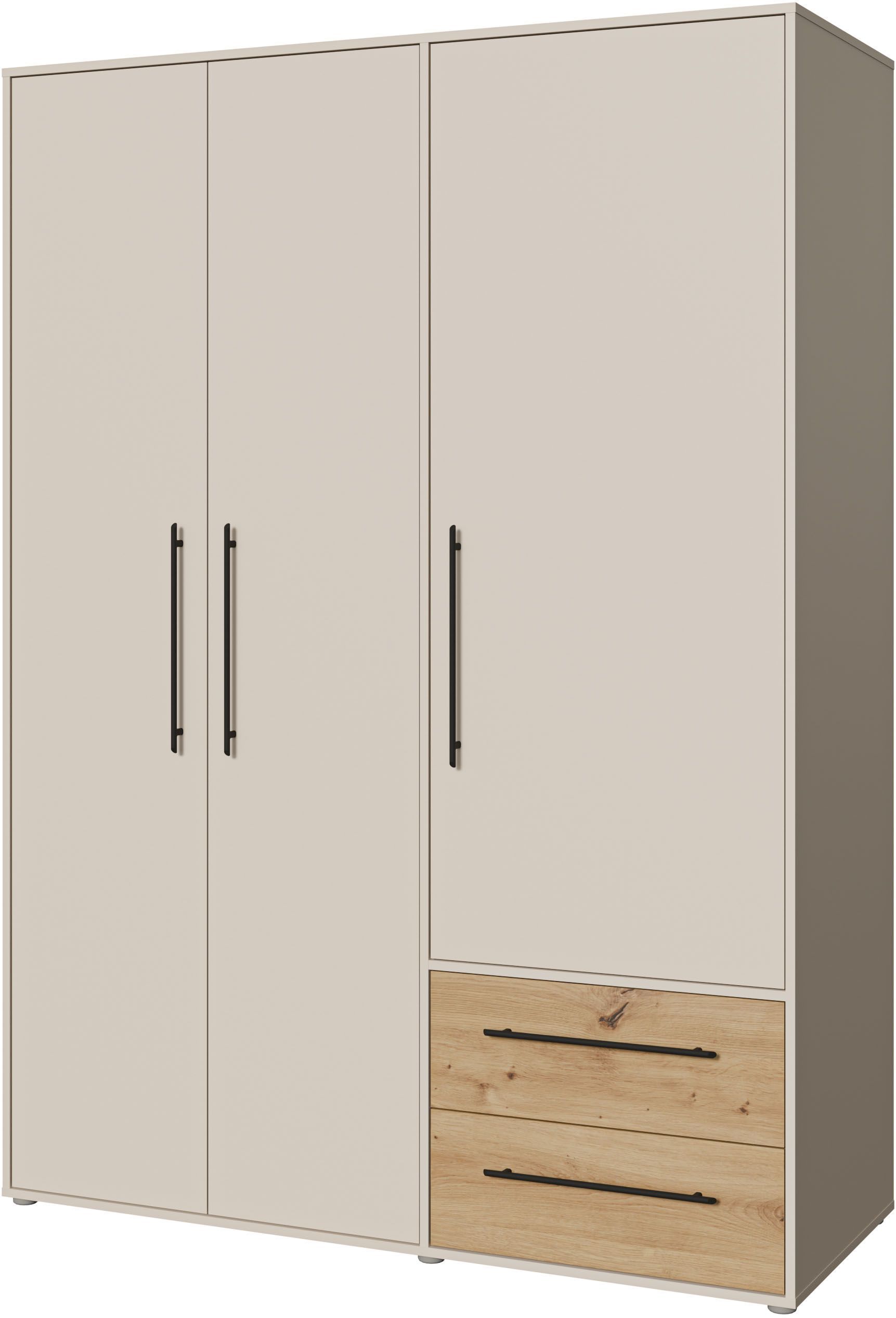 Armoire de chambre - Sable et Chêne - 3 portes battantes - L144,4 x P58 ...