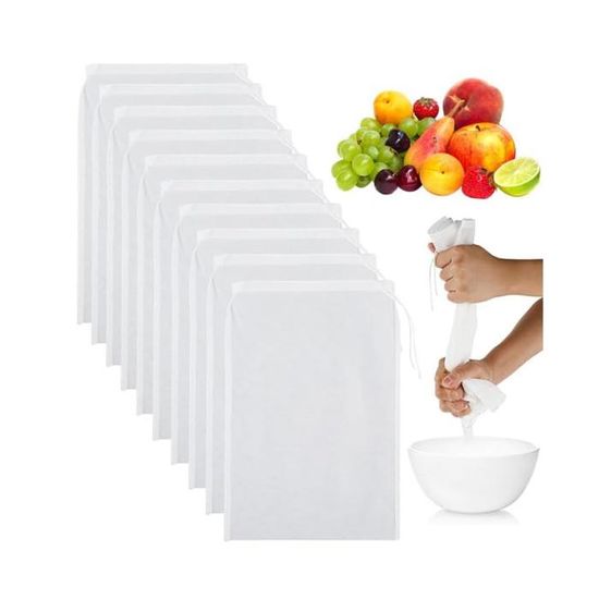 Lot de 10 Sac a Lait Vegetal,20x30cm Réutilisables Mousseline ...