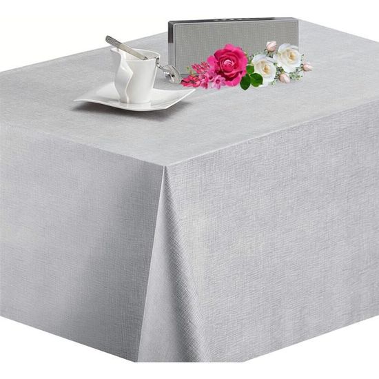 Moderne Luxe Nappe Pvc Gris Argent Élégant Grise Nappe Toile Cirée