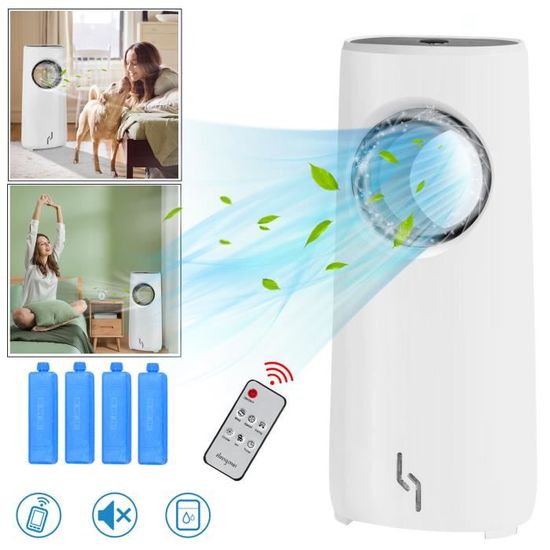 XMTECH 80W Climatiseur Mobile 4 en 1 Ventilateur Refroidisseur d'air 340 m³-h avec Réservoir d ...