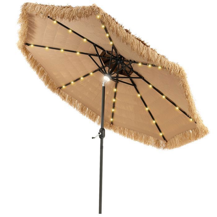 Parasol de Jardin Exterieur Ø2,7M - GOPLUS - Parasol Exotique en Paille ...