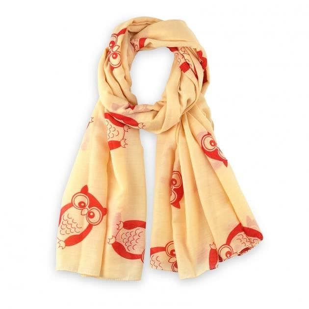 Foulard léger Hiboux sur orange Orange - Cdiscount Prêt-à-Porter