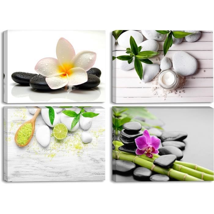 4X Tableau De Zen Sur Toile Spa Yoga Peinture En Bambou Orchidée Image ...