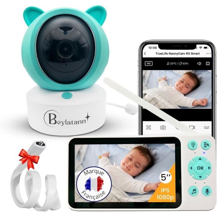 Babyphone Beylatann 2K 5 LCD-IPS WiFi VOX Enregistrement Carte SD/Cloud ...