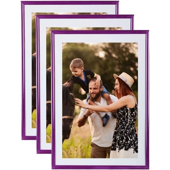 Cadre photo Violet en résine format 15x21 cm -(lot de 3) (K ...