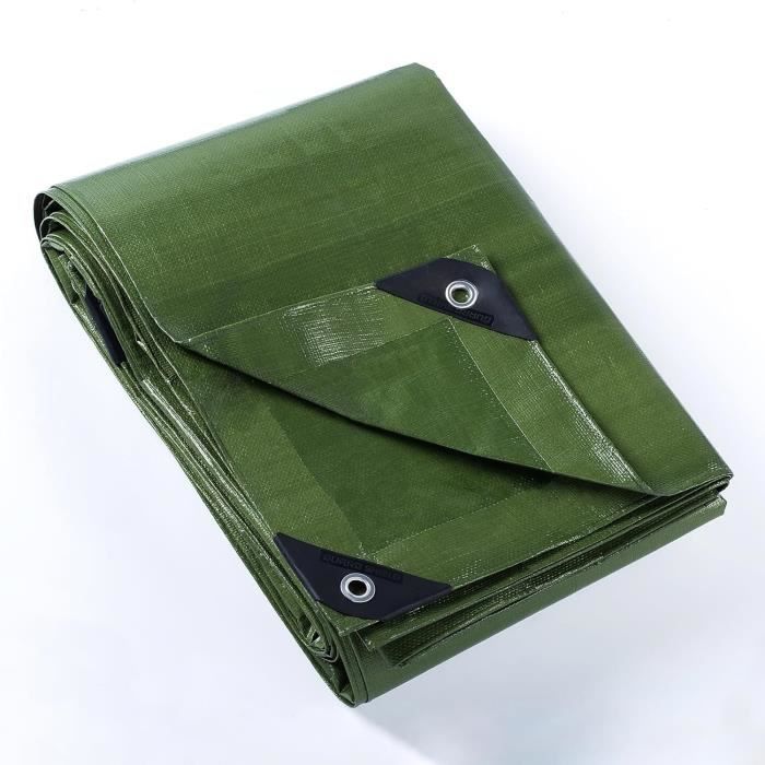 Bâche De Protection Bâche Imperméable Étanche 3X3M Vert 160G-M² ...