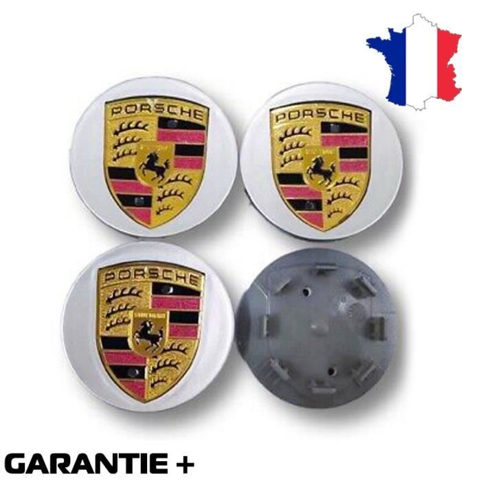 4 X CENTRE DE ROUES CACHE MOYEU Porsche ARGENT LOGO 76mm - Cdiscount Auto