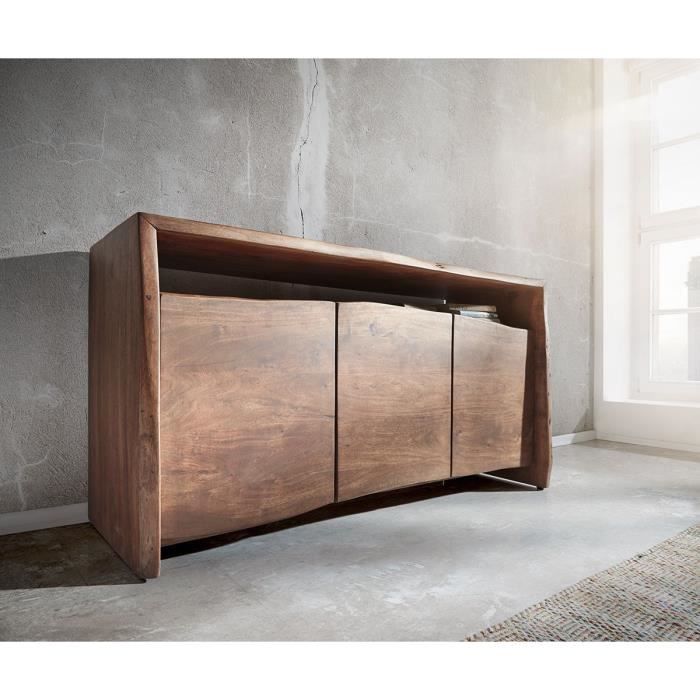Commode Live-Edge acacia marron 145 cm 3 portes 1 compartiment buffet ...