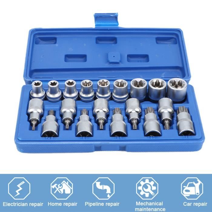 Dilwe Coffret douille torx 19 pièces en acier chrome vanadium ...