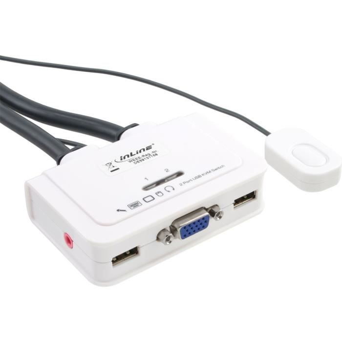 Commutateur KVM - InLine® - 2 voies - VGA - USB - Audio intégré ...