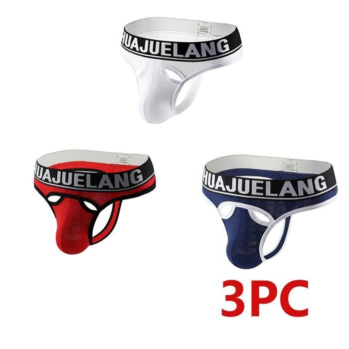 Lot de 3 strings pour homme en maille sexy et respirante. Blanc ...