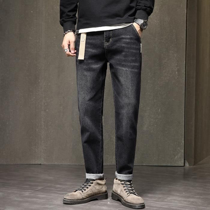 Jean Homme Mi-saison Coupe Droite Vintage Noir - Cdiscount Prêt-à-Porter