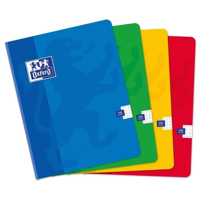 OXFORD Cahier Scolaire - Petits carreaux - 192 pages - 22 cm x 17 cm x ...