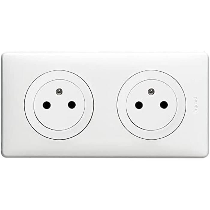 Prise Electrique Double Avec Plaque + Boîte À Encastrer Céliane Surface ...