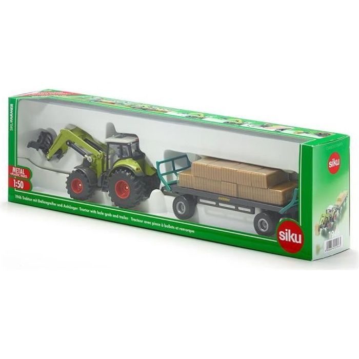 Tracteur Claas avec Pince à Balles et Remorque - SIKU - Echelle 1/50ème - Enfant - Mixte ...