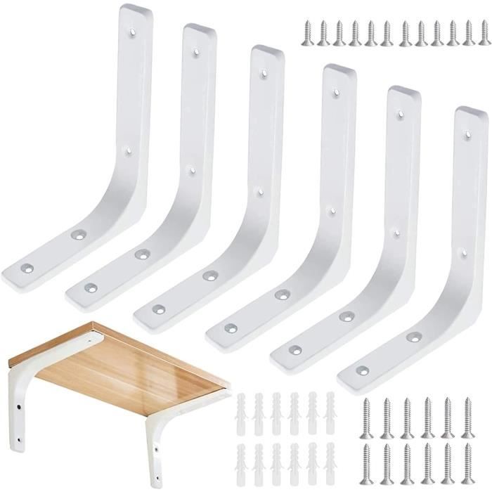 6pcs Equerre Etagere Murale Blanche Equerre Fixation Etagere Support ...