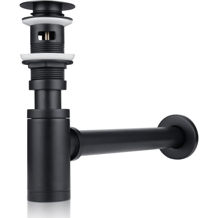 Siphon avec vidage, siphon noir pour lavabos et avec trop-plein ...