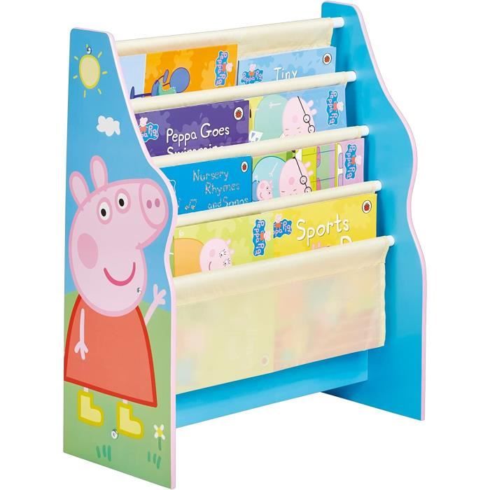Peppa Pig - Bibliothèque à pochettes- Rangement de livres pour chambre ...