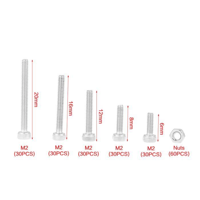 KAI-Kit de vis Kit de Boulons et écrous Vis à Six Pans Creux en Acier Inoxydable 304 210 Pièces ...