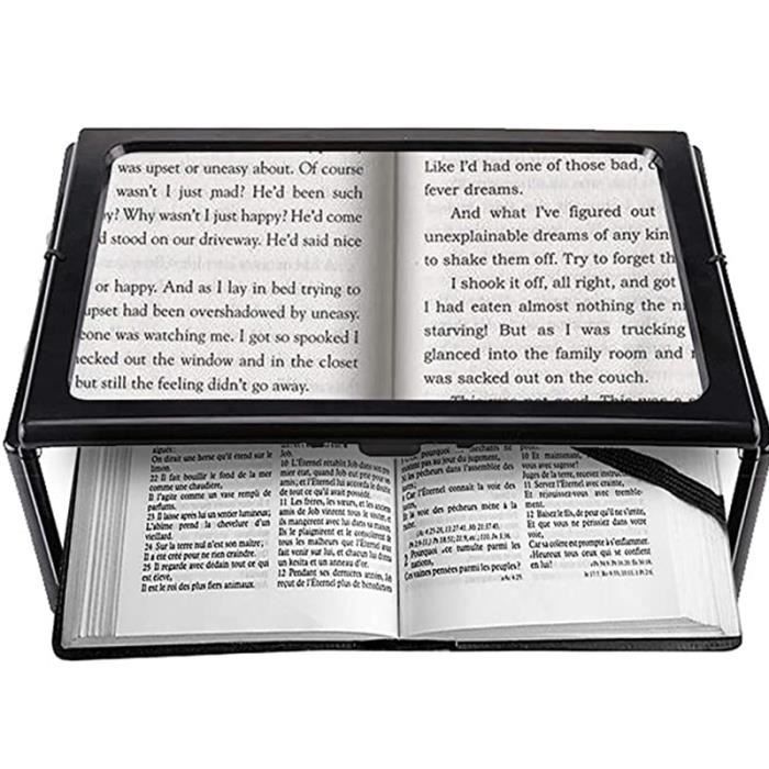 A4 Pleine Page Loupe de Lecture Loupe Sur Pied Rectangulaire Mains Libres avec 4 LED Lampe ...